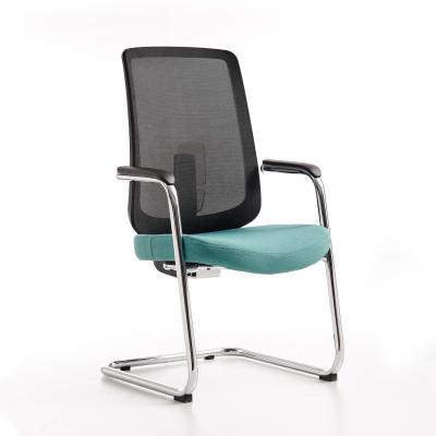 China Office Room Conference Visitor Comfortable Steel Frame Medium Back Mesh Office Chair Cheap Fabric Train Chairs Free Shipping for sale