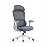 China Luxury Swivel Office Chair Modern Ergonomic Grey Frame Mesh Executive Chair Adjustable Headrest Revolving Chair Wide Arm Surface for sale