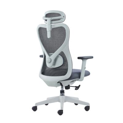 China Luxury Comfortable Swivel Office Chair Modern Ergonomic Grey Frame Mesh Executive Chair 2D Adjustable Headrest Revolving Chair for sale