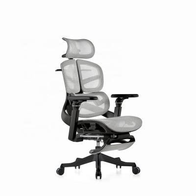 China Luxury Sillas De Oficina Headrest Executive Swivel Ergonomic Office Chairs High Back Full Mesh Grey Computer Chair 6D Armrest for sale