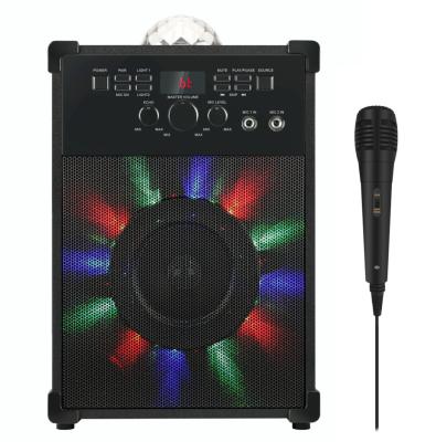 China Portable RGB lighting BT Karaoke Speaker with Three Digits red LED display Wireless wired Mics Battery for dancing for sale