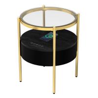 China Tempered glass Tier Side Accent Table speaker with USB Ports for Living Room Bedroom for sale
