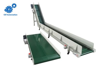 China Green PVC Belt Incline Conveyor Systems Easy Operation Running Smoothly for sale