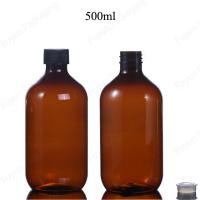 China 16oz Plastic Serum Bottles  , empty 500ml Amber Pet Bottles for sale