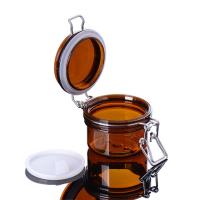 China Food-grade Storage Amber Container/Jar with Locking Clamp for Kitchen cupboard cafe for sale