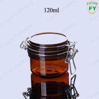 China Food-grade Storage Amber Container/Jar with Locking Clamp for Kitchen cupboard cafe for sale