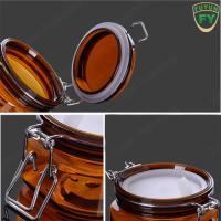 China Food-grade Storage Amber Container/Jar with Locking Clamp for Kitchen cupboard cafe for sale