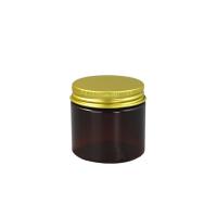 China Food Grade candy storage Aluminum Lid Amber Clear PET Plastic Jar for sale