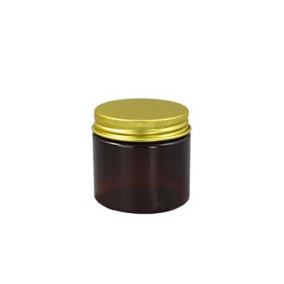 China Food Grade candy storage Aluminum Lid Amber Clear PET Plastic Jar for sale