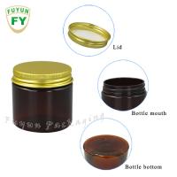 China Food Grade candy storage Aluminum Lid Amber Clear PET Plastic Jar for sale