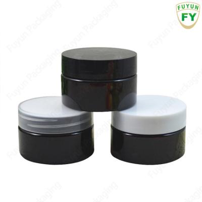 China cosmetic cream jar container black plastic containers pet jar plastic pet black jar container for sale