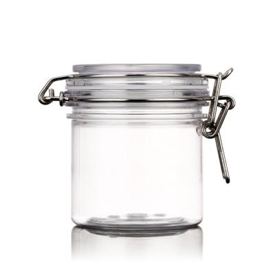 China 380ml Plastic Clip Top Storage Jars , Round Wire Bale Jars for sale