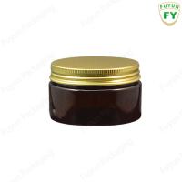 China Plastic 3.5 Oz Amber Wide Mouth Jar With Aluminum Lid for sale