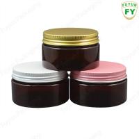 China Plastic 3.5 Oz Amber Wide Mouth Jar With Aluminum Lid for sale