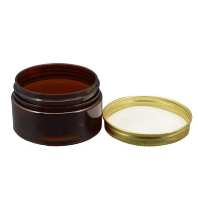 China Plastic 3.5 Oz Amber Wide Mouth Jar With Aluminum Lid for sale