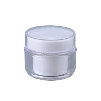 China reuse Acrylic Cosmetic Jar , 50g White Double Wall Jars With Caps for sale