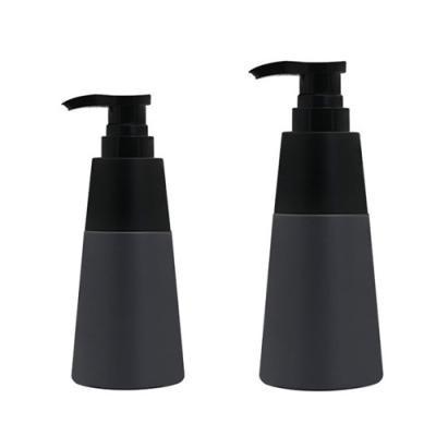 China Cone Type Plastic Screen Printing PET Shampoo Bottle Black White 350ml for sale