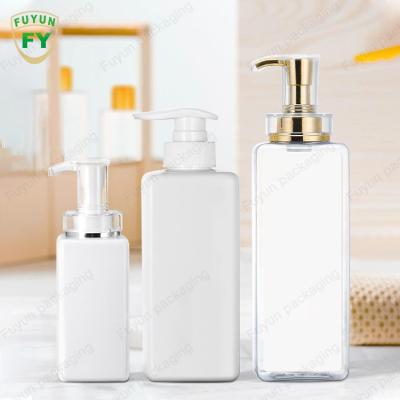 China 16oz Refillable Square Plastic Pump Bottles For Dispensing Lotions Shampoos for sale