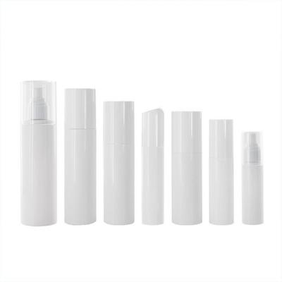 China Empty Cosmetic Cylinder White Plastic Pump Bottle 15ml 30ml 50ml for sale