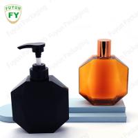 China 350ml PET PETG Liquid Soap Dispenser Bottle Hexagon Shape For Shampoo for sale
