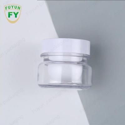 China Empty Transparent PET 30ml Cosmetic Jars Round Double Wall For Face Cream for sale