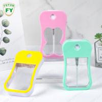 China Pocket Square Round 38ml 45ml Plastic Bottle PETG Credit Card For Hand Sanitizer for sale
