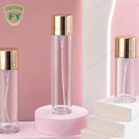 China Gold Cap Empty PET Spray Bottle 50ml Cylindrical Cosmetic Packaging for sale
