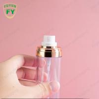 China Gold Cap Empty PET Spray Bottle 50ml Cylindrical Cosmetic Packaging for sale