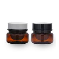 China Wholesale Cosmetic Food Packaging 30ml Amber Black Pet Plastic Cosmetic Cream Jar With White Black Lid for sale