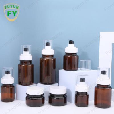 China Fuyun 40ml 60ml Amber Skincare Plastic Pump Bottles Continuous Spray for sale