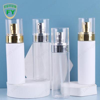 China Fuyun elegant 100ml 120ml 150ml white color gold silver pump lotion sprayer bottle for sale