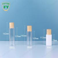 China 60ml Clear Frosted Cream Jar With Bamboo Pattern Lid Glass Cosmetic Packaging Sets for sale
