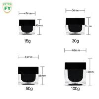 China Fuyun 15ml/30ml/60ml/100ml/120ml/15g/30g/50g/100g Clear black color rectangle shape acrylic plastic double wall bottle for sale