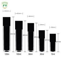 China Fuyun 15ml/30ml/60ml/100ml/120ml/15g/30g/50g/100g Clear black color rectangle shape acrylic plastic double wall bottle for sale