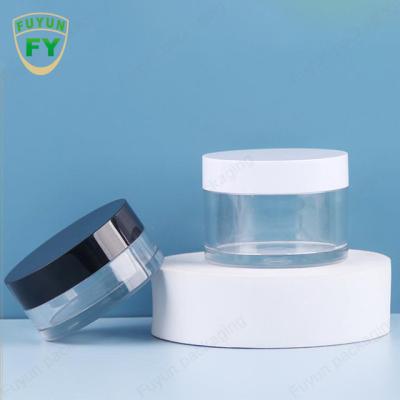 China Fuyun 30ml 50ml pet plastic clear wide mouth eye face sleep mud cream jar for sale