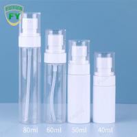 China Fuyun 40ml 50ml 60ml 80ml white clear lotion and spray pump bottle with flat cap for sale