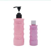 China BORUI 200 400m bone shaped pink color shampoo bottle with shampoo lotion pump or screw cap for sale