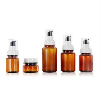 China Fuyun 40ml 80ml 120ml 180ml 30g 50g PET plastic clear amber color lotion pump bottle for sale