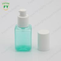 China Fuyun 60ml PET plastic square green color skincare cosmetic lotion pump bottle for sale