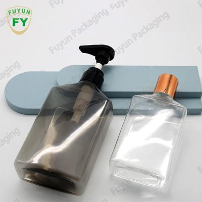 China Fuyun elegant 350 500ml slant shoulder green clear shampoo lotion pump bottle for sale