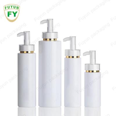 China Fuyun 120ml 200ml 250ml 500ml white clear color cylinder pet plastic lotion pump bottle for sale