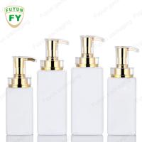 China Fuyun 300ml 400ml 500ml 600ml 800ml white color clear square lotion shampoo bottle with gold pump for sale