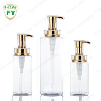 China Fuyun 300ml 400ml 500ml 600ml 800ml white color clear square lotion shampoo bottle with gold pump for sale