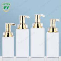 China Fuyun 300ml 400ml 500ml 600ml 800ml white color clear square lotion shampoo bottle with gold pump for sale
