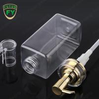 China Fuyun 300ml 400ml 500ml 600ml 800ml white color clear square lotion shampoo bottle with gold pump for sale