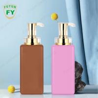 China Fuyun 300ml 400ml 500ml 600ml 800ml white color clear square lotion shampoo bottle with gold pump for sale