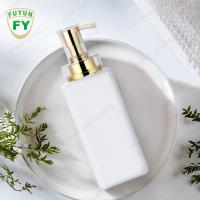 China Fuyun 300ml 400ml 500ml 600ml 800ml white color clear square lotion shampoo bottle with gold pump for sale