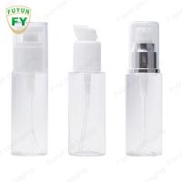 China Fuyun instock 50ml flat shoulder clear plastic toner lotion pump bottle for sale
