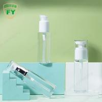 China Fuyun instock 50ml flat shoulder clear plastic toner lotion pump bottle for sale