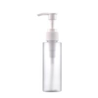 China Hot Stamping Round Clear Plastic Pump Bottles 100ml For Essential Oil for sale